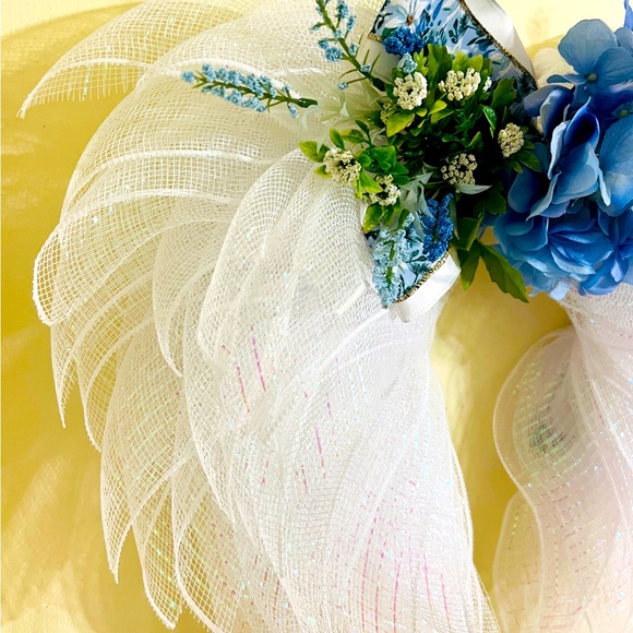 Accents | Gorgeous Handmade Light Bluewhite Wreath Newly Made Fabric ...
